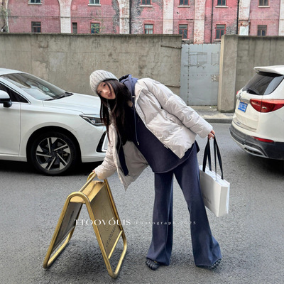 连帽假两件羽绒服女宽松加厚