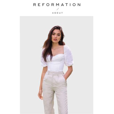 【现货】About Reformation纯白亚麻短款上衣夏季新款法式复古女