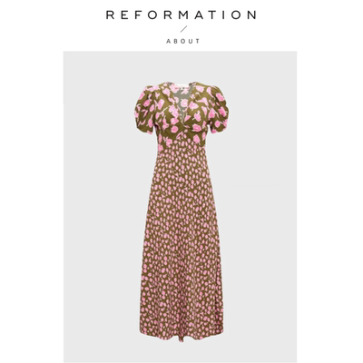【现货】About Reformation玫瑰的故事经典裹身裙人丝高腰连衣裙