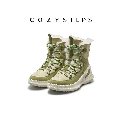 COZY STEPS可至冬季新款系带中筒雪地靴时尚休闲星瞳雪地靴女8129