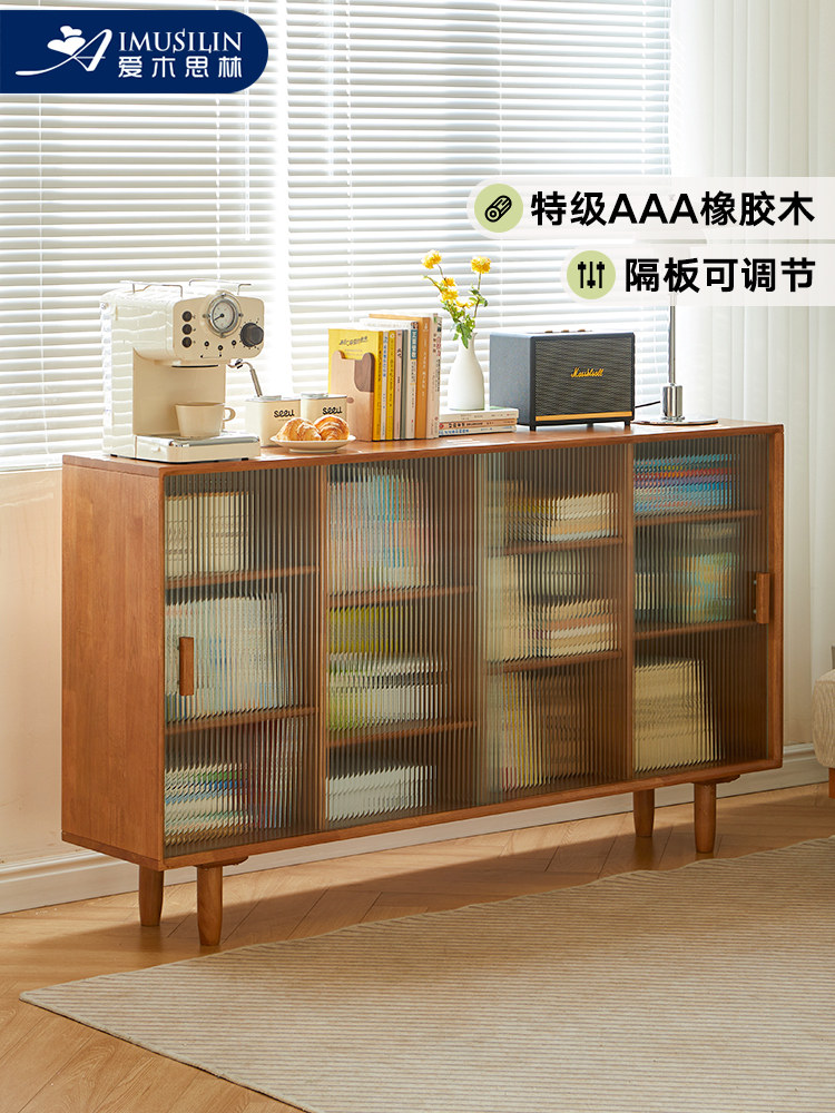 实木书架书柜格子柜落地置物架儿童绘本架矮柜客厅防尘收纳储物柜