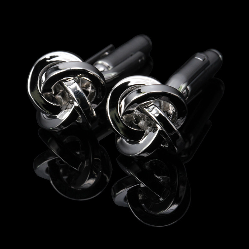 【盒装】经典镂空麻花钛钢袖扣袖钉男法式纽扣cufflinks