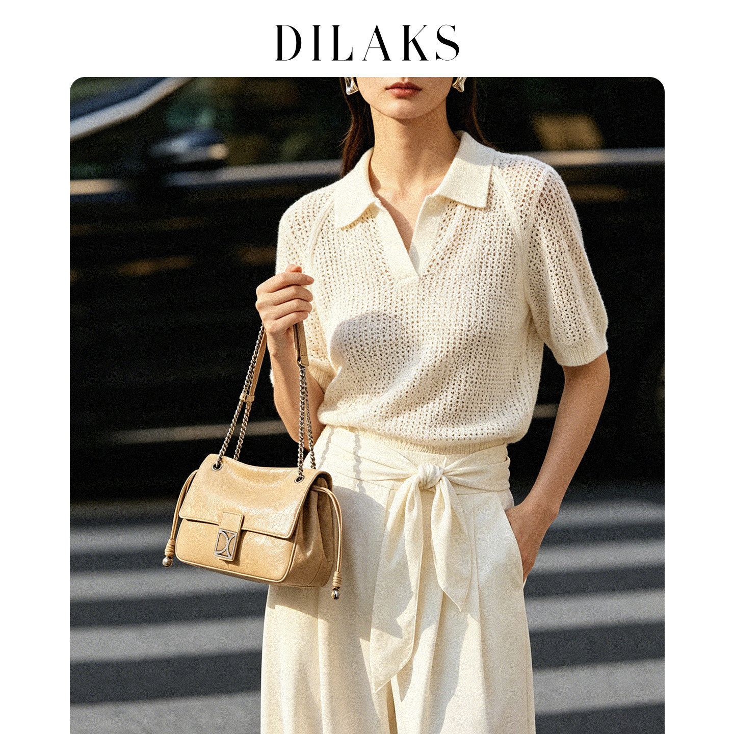 DILAKS迪莱克丝专柜正品羊皮链条小方包女时尚女包通勤单肩斜挎包
