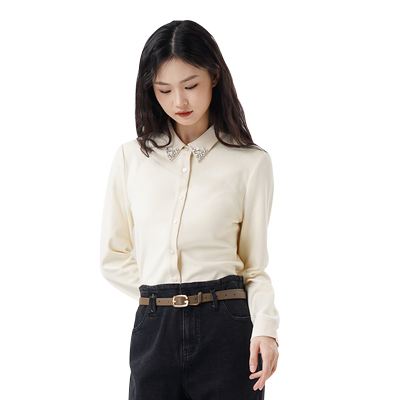 WEWE唯唯直筒休闲单排扣长袖衬衫