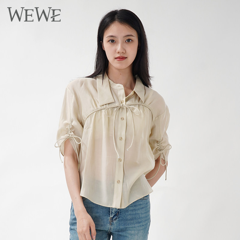 WEWE/唯唯夏季新品女装时尚复古亲肤透气女士衬衫休闲通勤