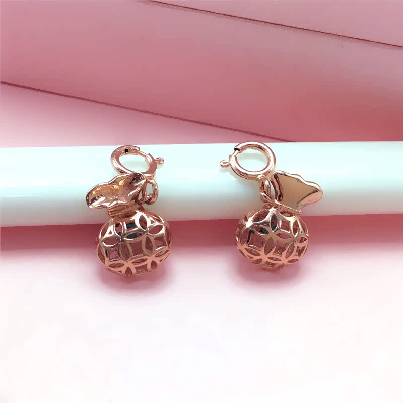 翁氏珠宝紫金585紫金14K玫瑰金新品百搭结实钱袋吊坠_虎窝淘