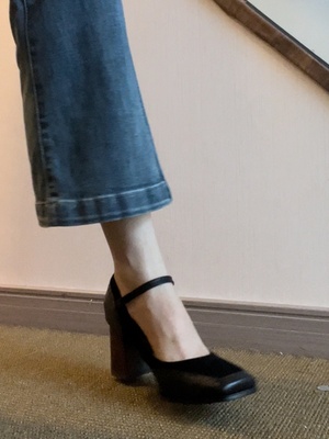 黑色气质单鞋女法式玛丽珍高跟鞋