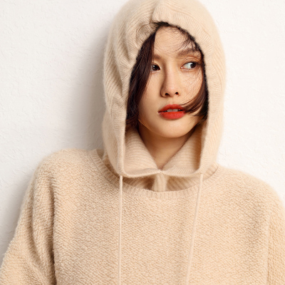 围巾帽逛街休闲女秋冬羊绒帽厚款