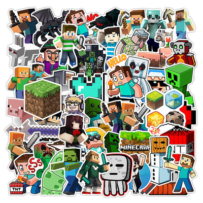 55张我的世界My World动漫贴纸行李箱手机壳防水文具装饰sticke