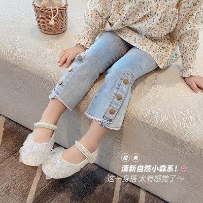 2026女童裤子春秋外穿新款秋季潮喇叭裤儿童秋装女宝宝牛仔裤子