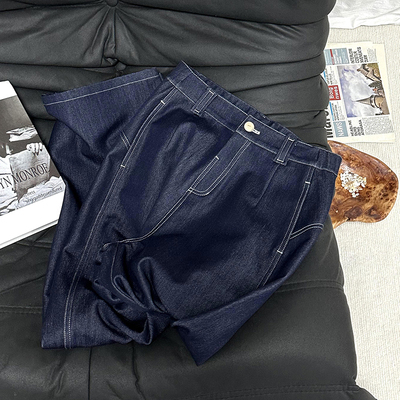 丹宁蓝休闲天丝凉感抗皱香蕉裤女