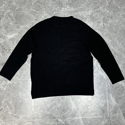 11.9H家 黑色圆领纯色薄款羊毛针织衫毛衣