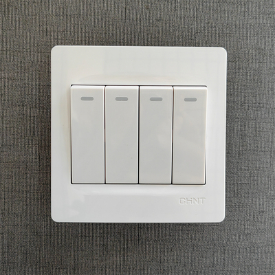 正泰开关面板插座86型 NEW7-N00700A四开单控开关 四位单控开关