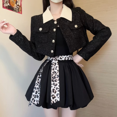 IQCQ辣妹显瘦长袖花苞蓬蓬短裙