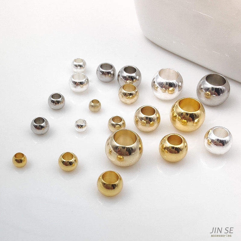 镀18K14K真金保色大孔珠隔珠车轮珠手工diy散珠串珠项链饰品配件
