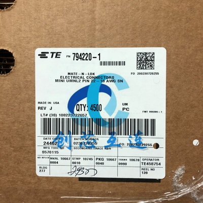 TE泰科连接器 794220-1 线规：18-22AWG 压接 端子