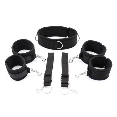 Sex Bdsm Bondage Set Black Sponge Collars Ankle Cuff Handcuf