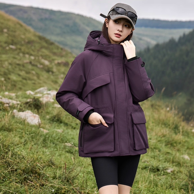 90%鸭绒直筒连帽拉链保暖派克服