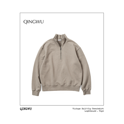 QINGWU素简半拉链卫衣 修饰身形日常休闲百搭轻屋外套