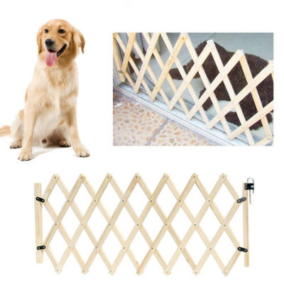 Folding Dog Gate Fence Protection Wood Door Cat Pets Barrier