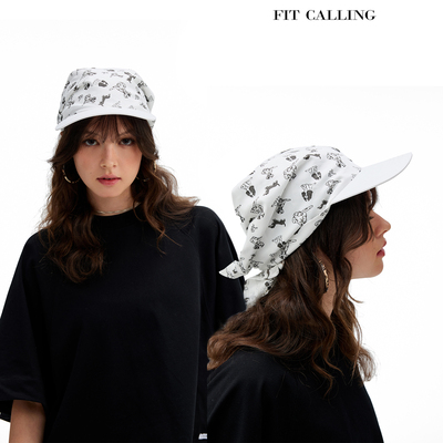 fit calling 狗狗俱乐部原创印花鸭舌方巾遮阳帽