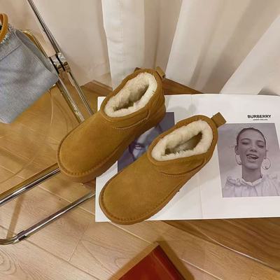 韩版时尚真皮羊毛保暖雪地靴女