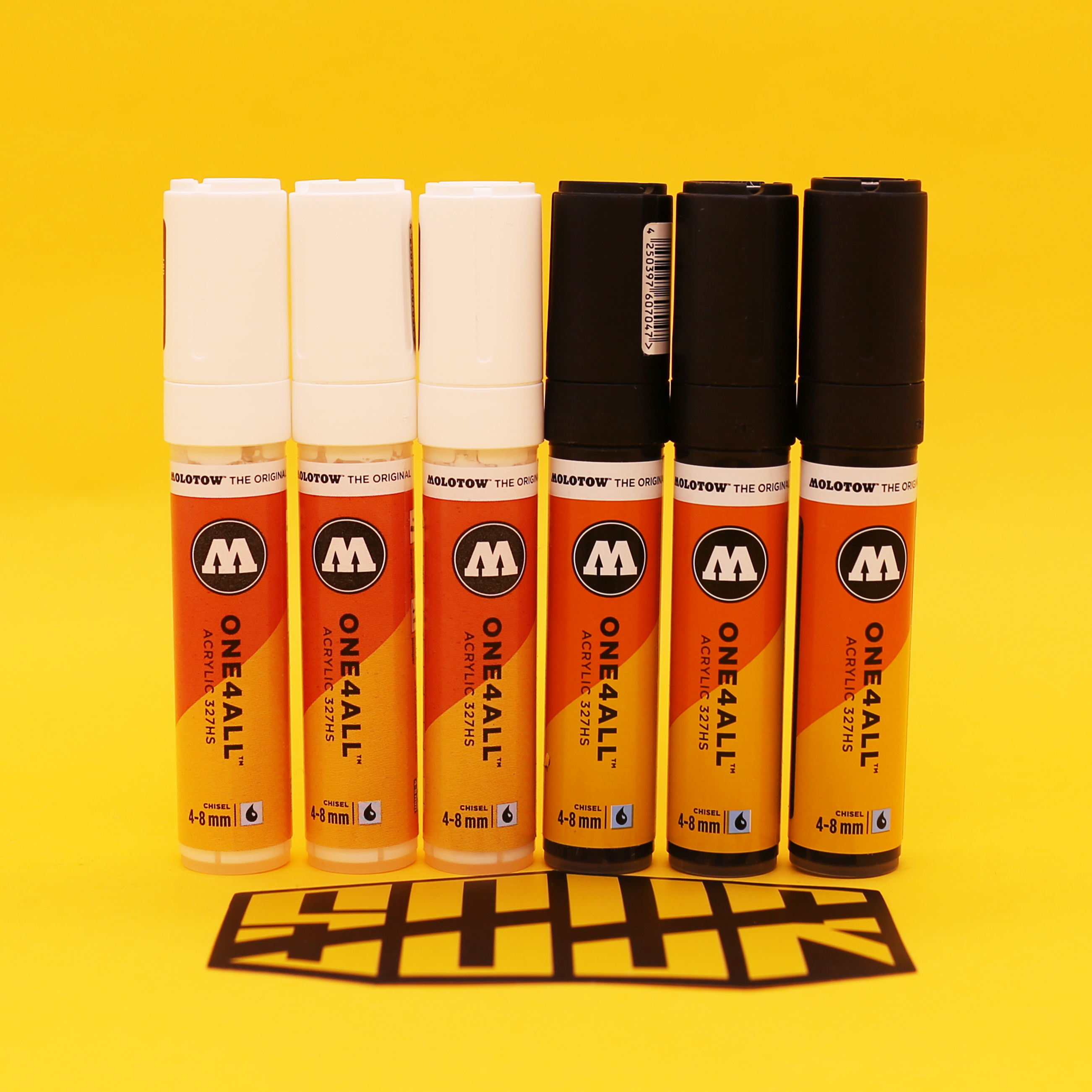 Molotow| One4All 327HS彩绘手绘丙烯马克笔黑白4-8mm斜头平头笔_虎窝淘