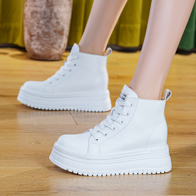 ZFCQ新款厚底内增高小白鞋女全皮