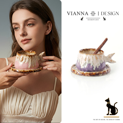 VIANNA原创窑变陶瓷咖啡杯碟套装