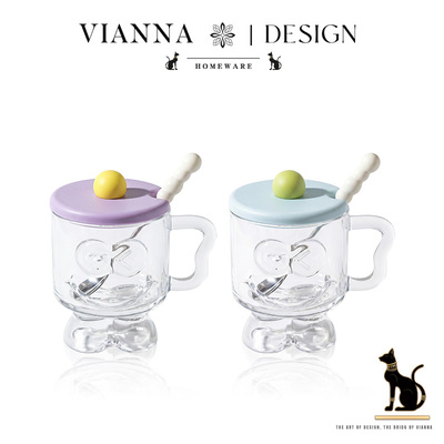 VIANNA高颜值玻璃带盖勺咖啡杯