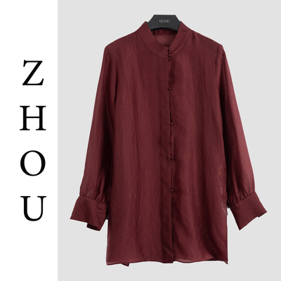 红色新中式盘扣立领上衣-20364