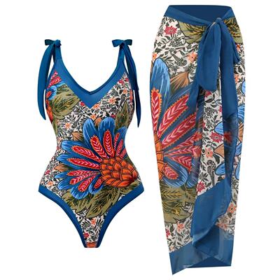 欧美连体泳衣女裹裙沙滩裙套装性感时尚修身显瘦温泉游泳bikini