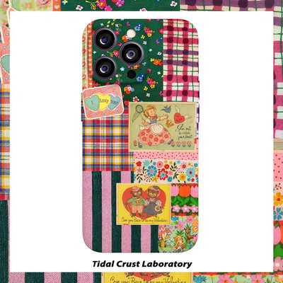 拼接格子可爱小熊复古菲林二合一手机壳适用苹果17nova14华为p70mate60小米15opporen14ovivo荣耀300iPhone16