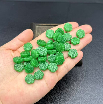 绀青梅花小吊坠挂件满绿色通孔五角小花手串手链项链配件diy 饰品