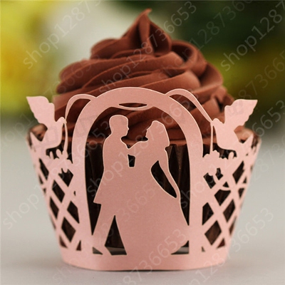 50片 Cupcake纸杯子蛋糕镂空浪漫新人围边/婚礼宴会装饰 多色可选