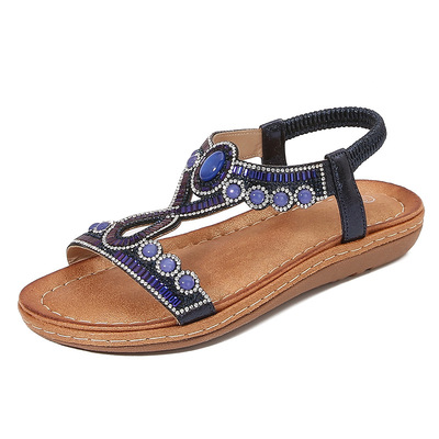 Beach hollowed out rhinestone flower open toe sandals 凉鞋