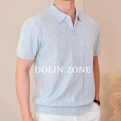 DONNY【亚麻雪花纱polo衫】夏季天然色织老钱风宽松休闲商务短袖