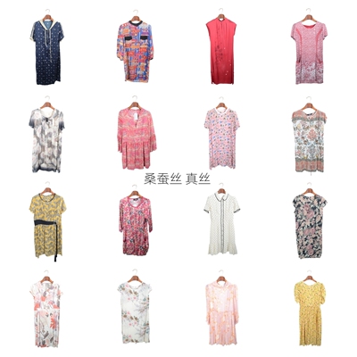 女装夏季真丝桑蚕丝连衣裙名媛风碎花长裙印花真D6