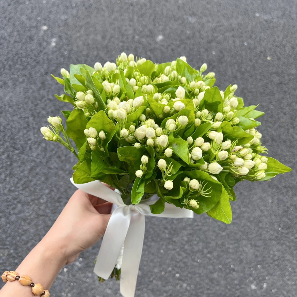 网红花束白茉莉花白玫瑰鲜花组合鲜切花水养瓶插花送礼毕业季真花