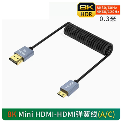 适用于佳能RP 760D/750D相机接OBS采集卡直播Mini HDMI弹簧线850D
