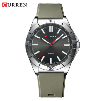 CURREN/卡瑞恩8449简约中性手表 圆形硅胶带情侣表手表防水腕表