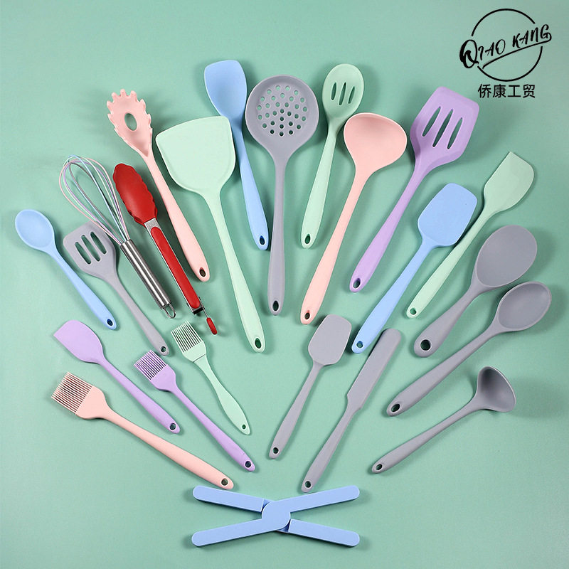 硅胶厨具烘焙用品厨房工具烹饪勺铲更油刷刮刀垫食物夹打蛋器套装