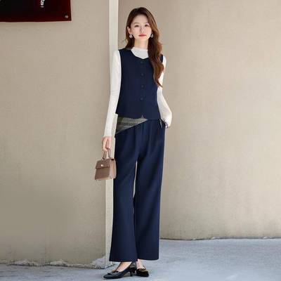 老风马甲套装女秋款尚轻时熟气质时髦ZHAN8262优钱雅西阔腿装裤两