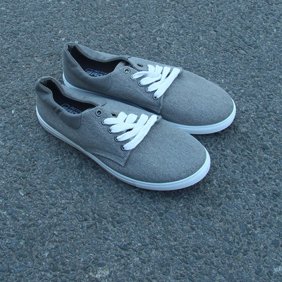 4.12瑕疵男士低帮系带PU与帆布拼接甲板平底休闲男鞋