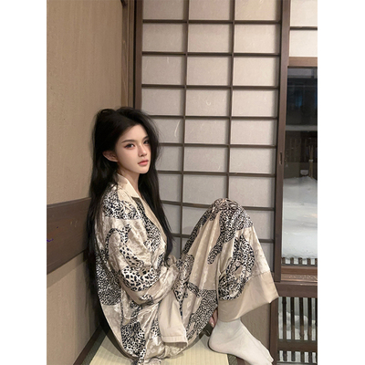 夏媛原创 居家女主人 豹子金丝绒家居服宽松休闲温柔睡衣两件套
