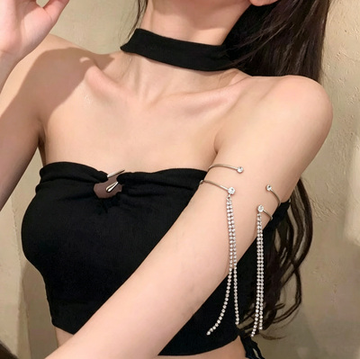 双层镶钻流苏开口手臂环女