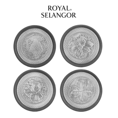 皇家雪兰莪ROYALSENLANGOR林地锡制杯垫家用咖啡茶水杯垫子4件套