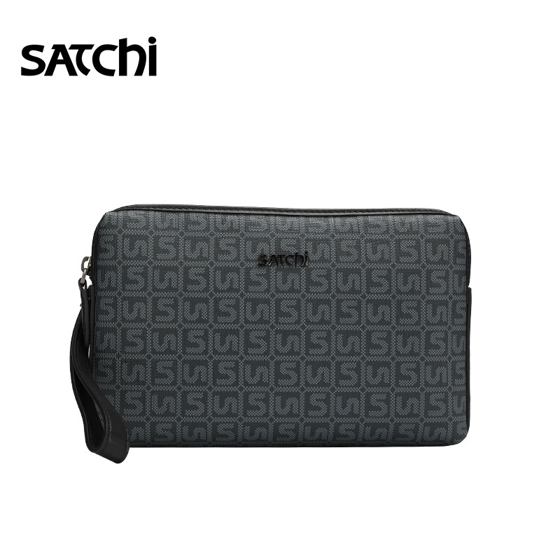 Satchi/沙驰手拿包男包时尚印花男手包大容量手抓包男手包手挽包_虎窝淘