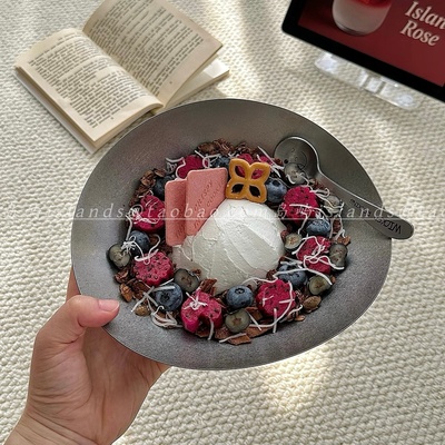 复古三角碗精致早餐燕麦碗