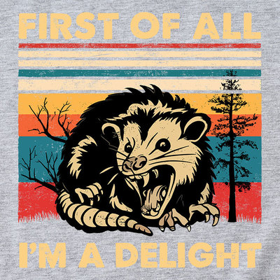 欧美现货趣味圆领短袖first of all i'm a delight夏季舒适T恤衫